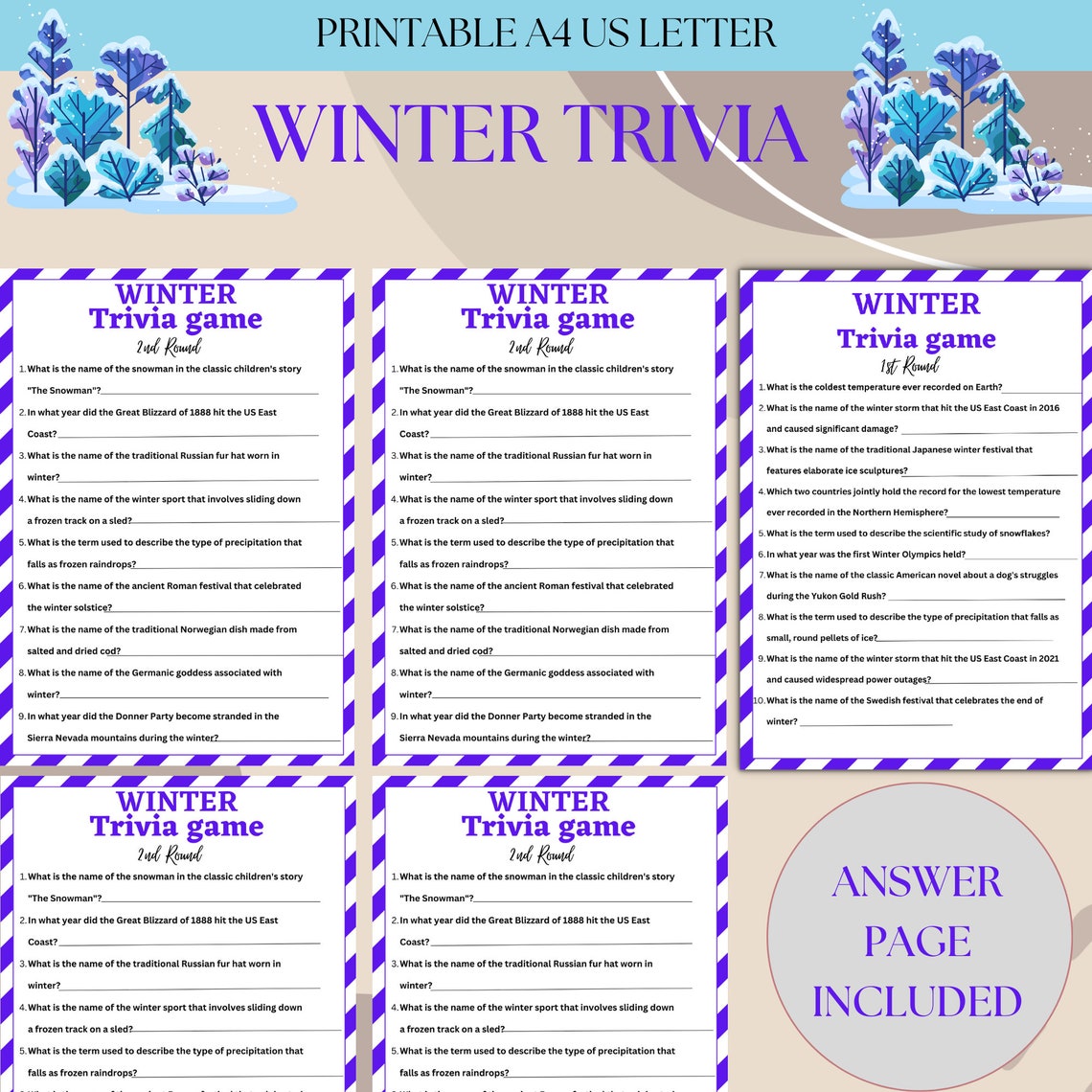 Winter Wonderland Trivia: the Ultimate Seasonal Game , Fun Winter ...