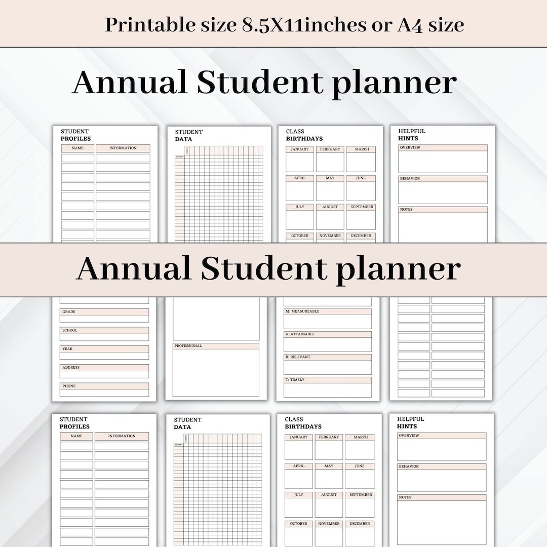 2024 Printable Annual Student Planner Study Planner Academic Planner ...