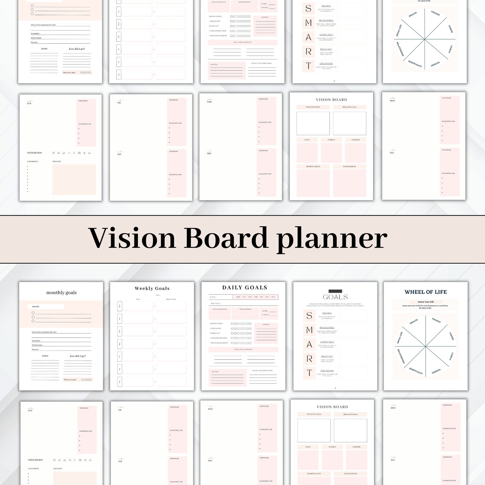 Printable Vision Board Planner | Vision Board Digital | Printable ...