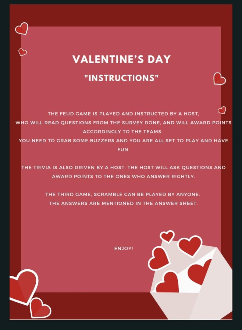 Valentines Day Friendly Feud Game, Family Feud Quiz, Valentine Family Game Night, Couple Quiz ...