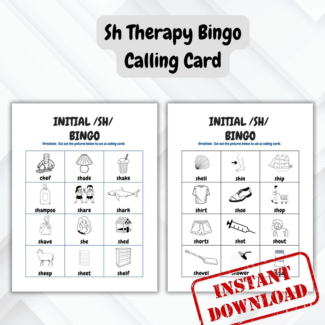 Speech Therapy Game for Kids | Sh Therapy Bingo | Sh Speech Therapy ...