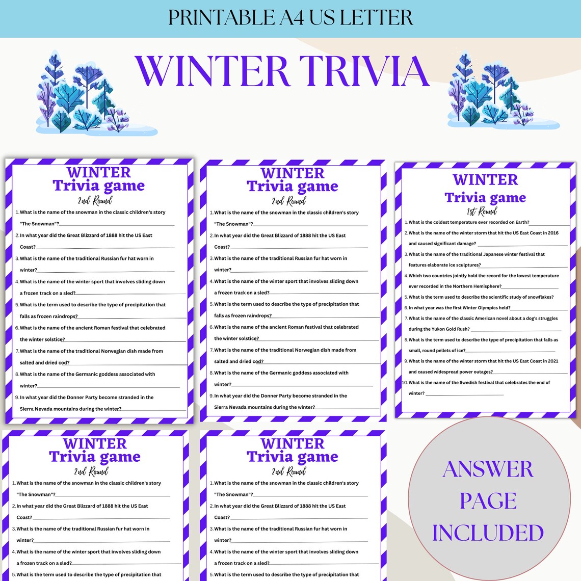 Winter Wonderland Trivia: the Ultimate Seasonal Game , Fun Winter ...