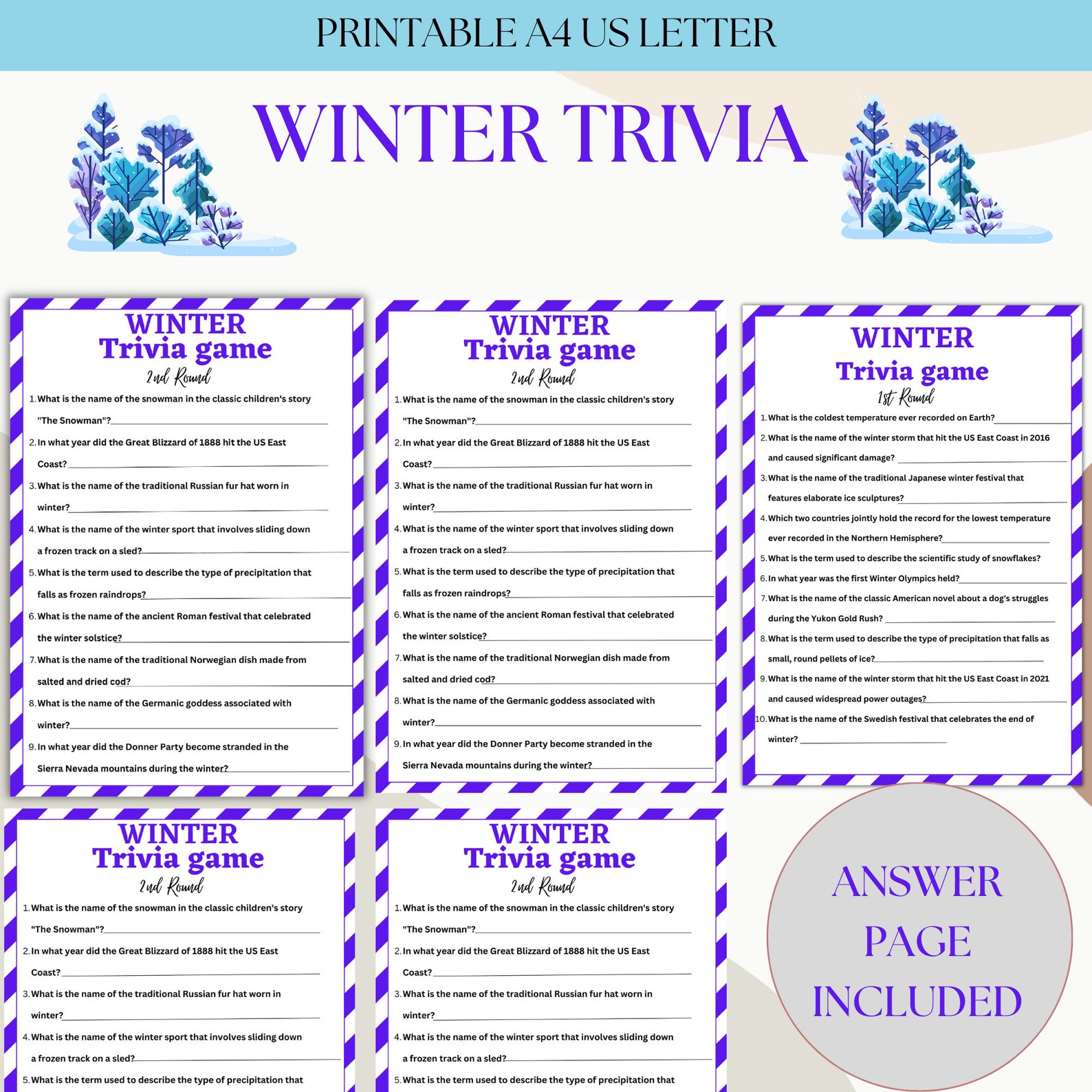 Winter Wonderland Trivia: the Ultimate Seasonal Game , Fun Winter ...