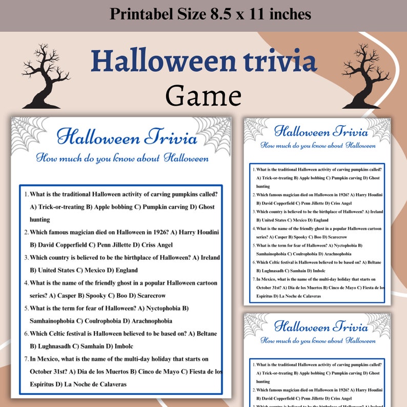 Spooky Halloween Trivia Game - Test Your Knowledge, Instant Download ...
