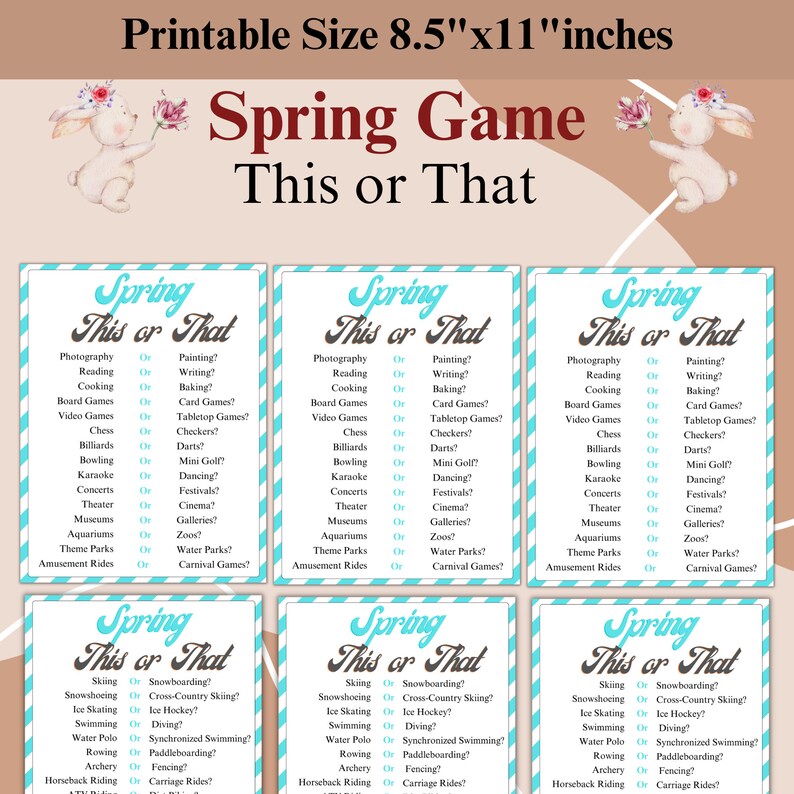 Spring "this or That" Game, Printable Spring "this or That" Game ...