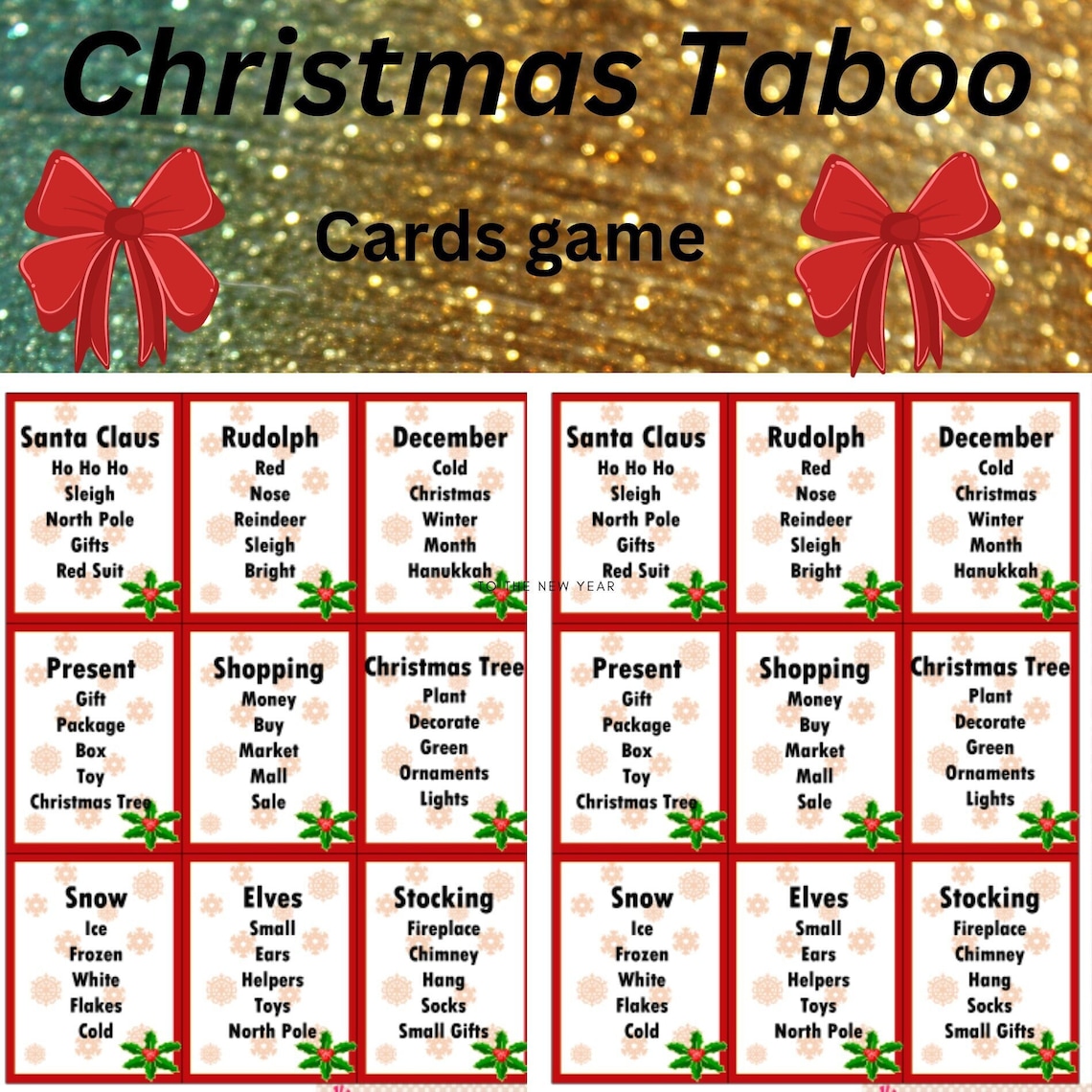 Christmas Taboo Game, Family Party Game, Printable Christmas Family ...