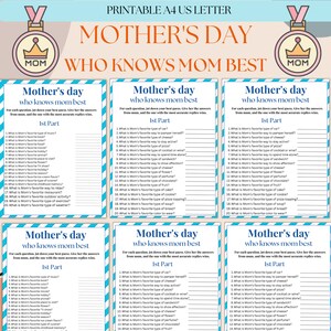 Printable Mother's Day Who Knows Mom Best?" Printable Game for Baby ...