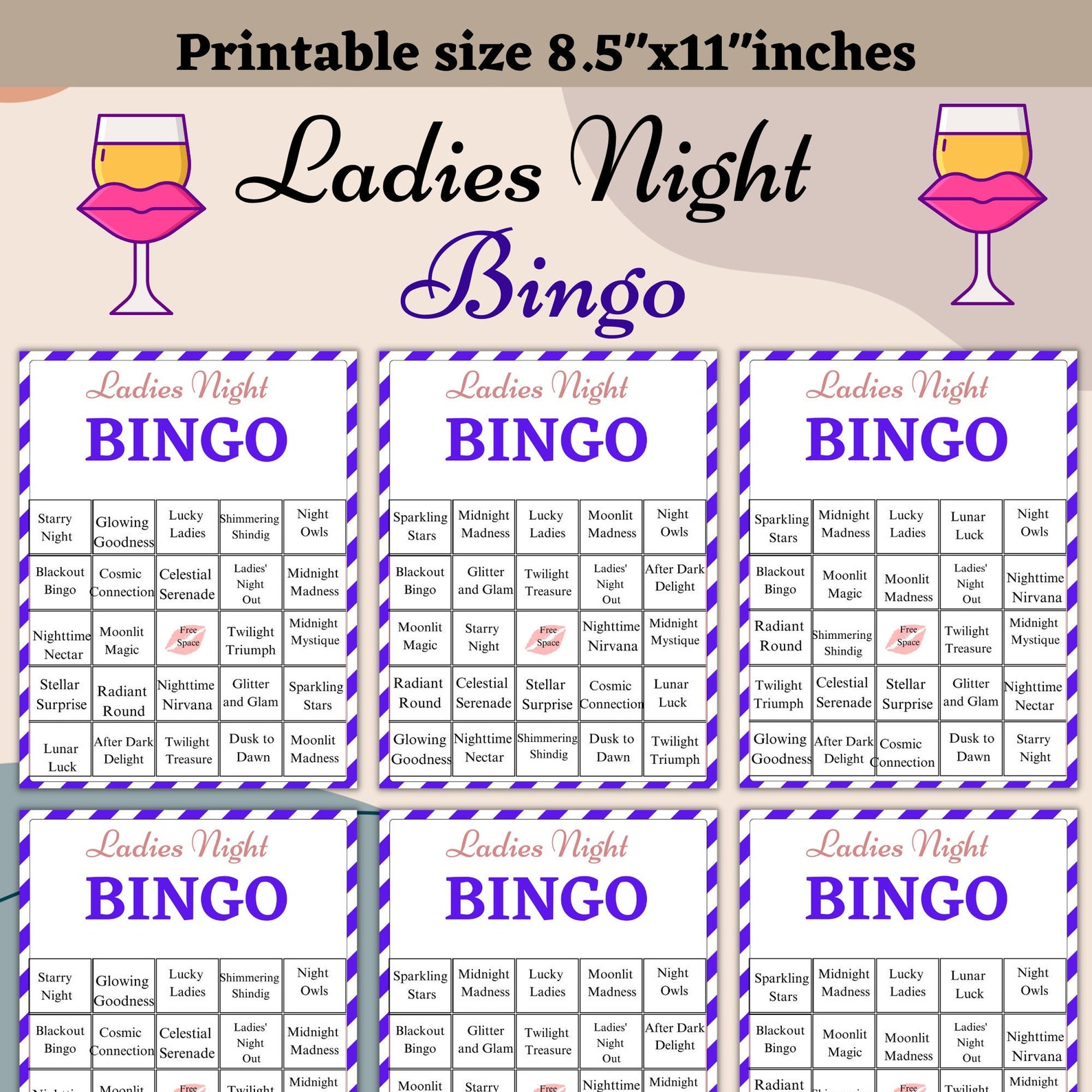 Ladies Night Bingo, Digital Game for a Fun Night In, Bingo Game, Ladies ...