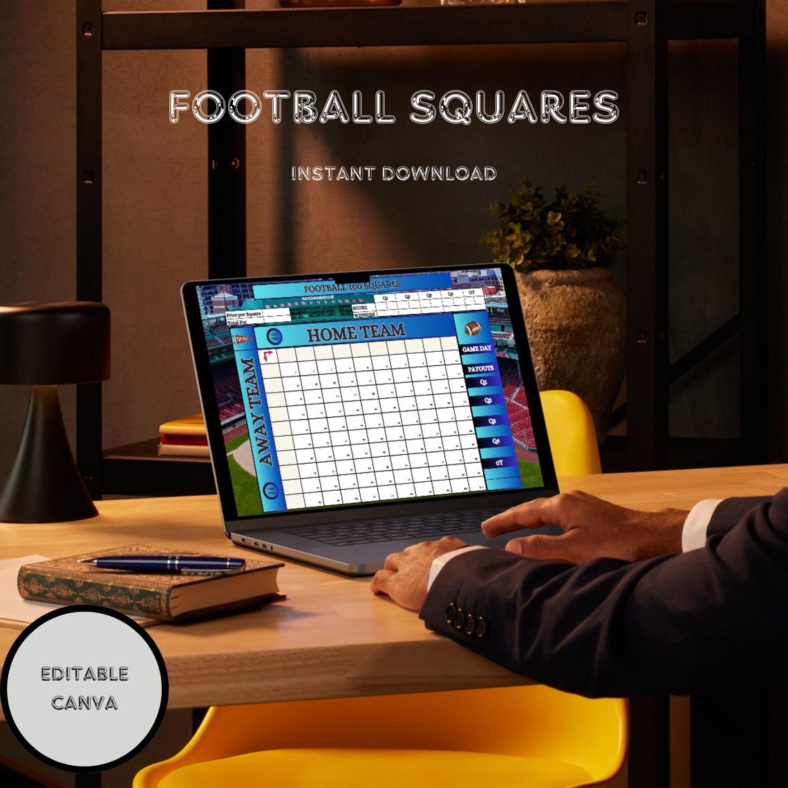 Editable Football 100 Squares Template Customizable Fundraising Grid ...