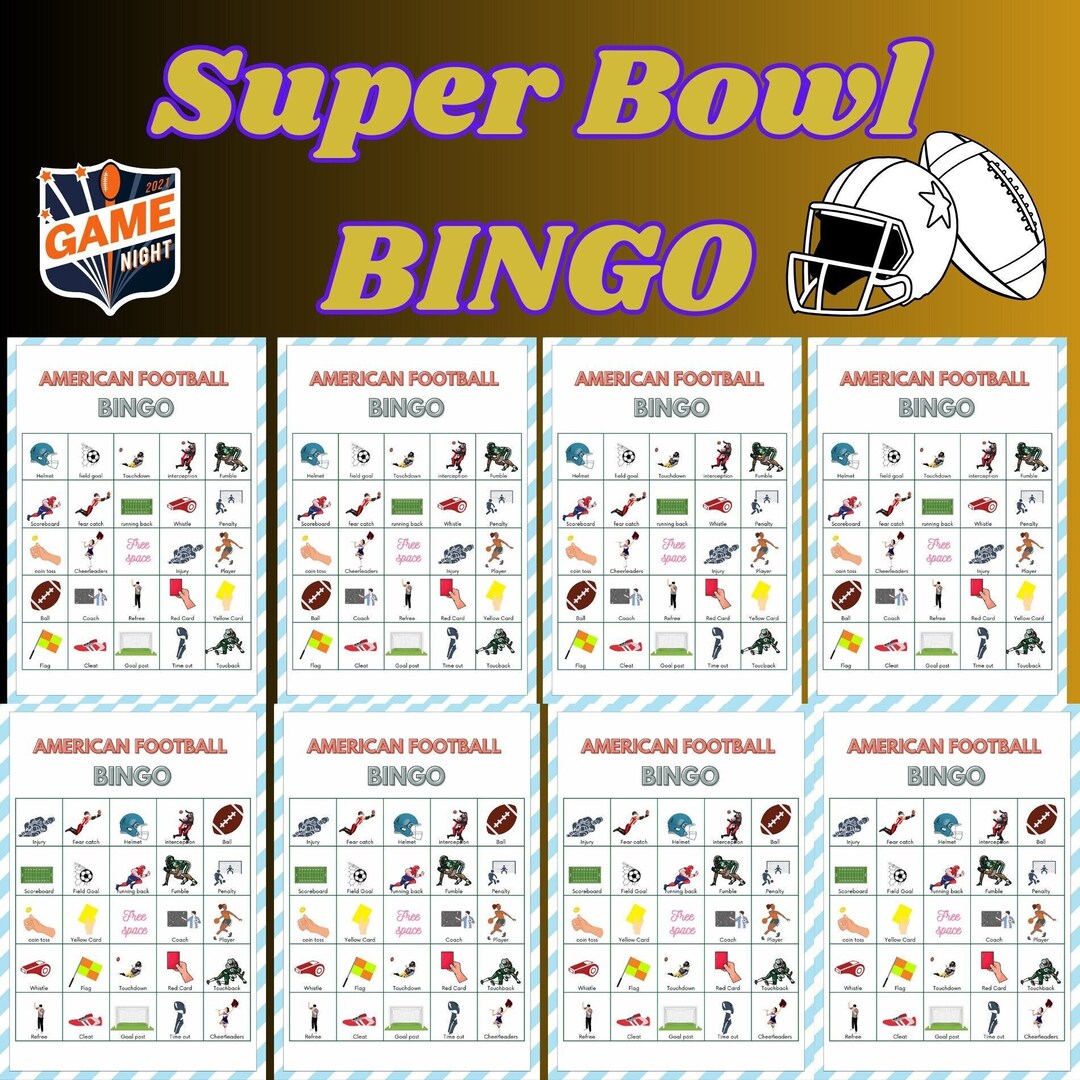 American Football Bingo, Superbowl Bingo, Football Game, Instant ...