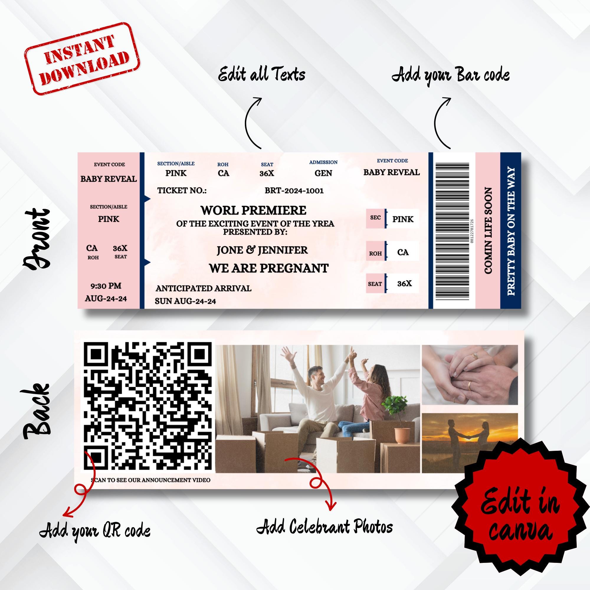 Editable Birthday Ticket | Editable Birthday Ticket Template | DIY ...