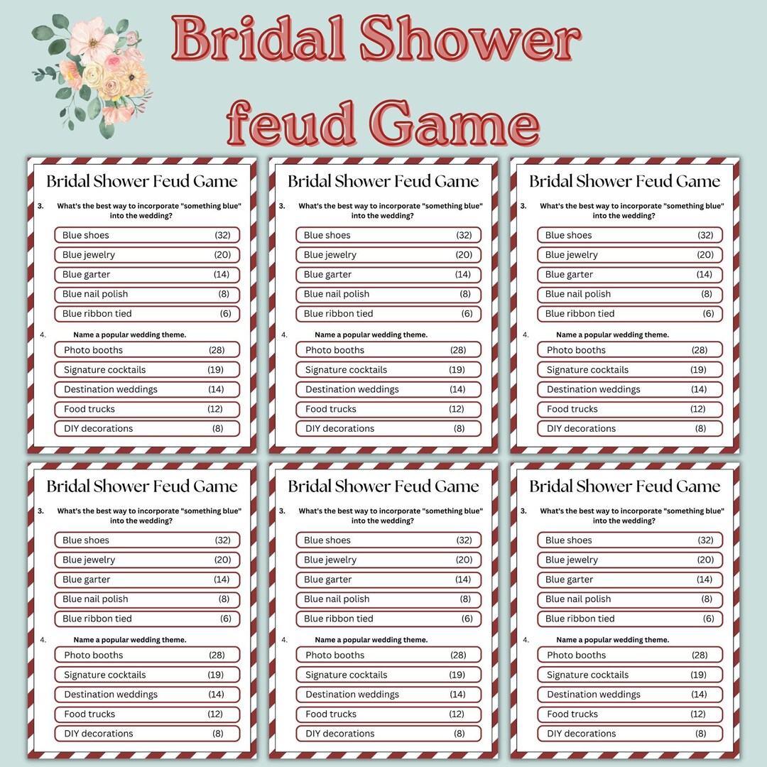 Bridal Shower Feud Game Family Feud Game Printable Feud - Etsy UK