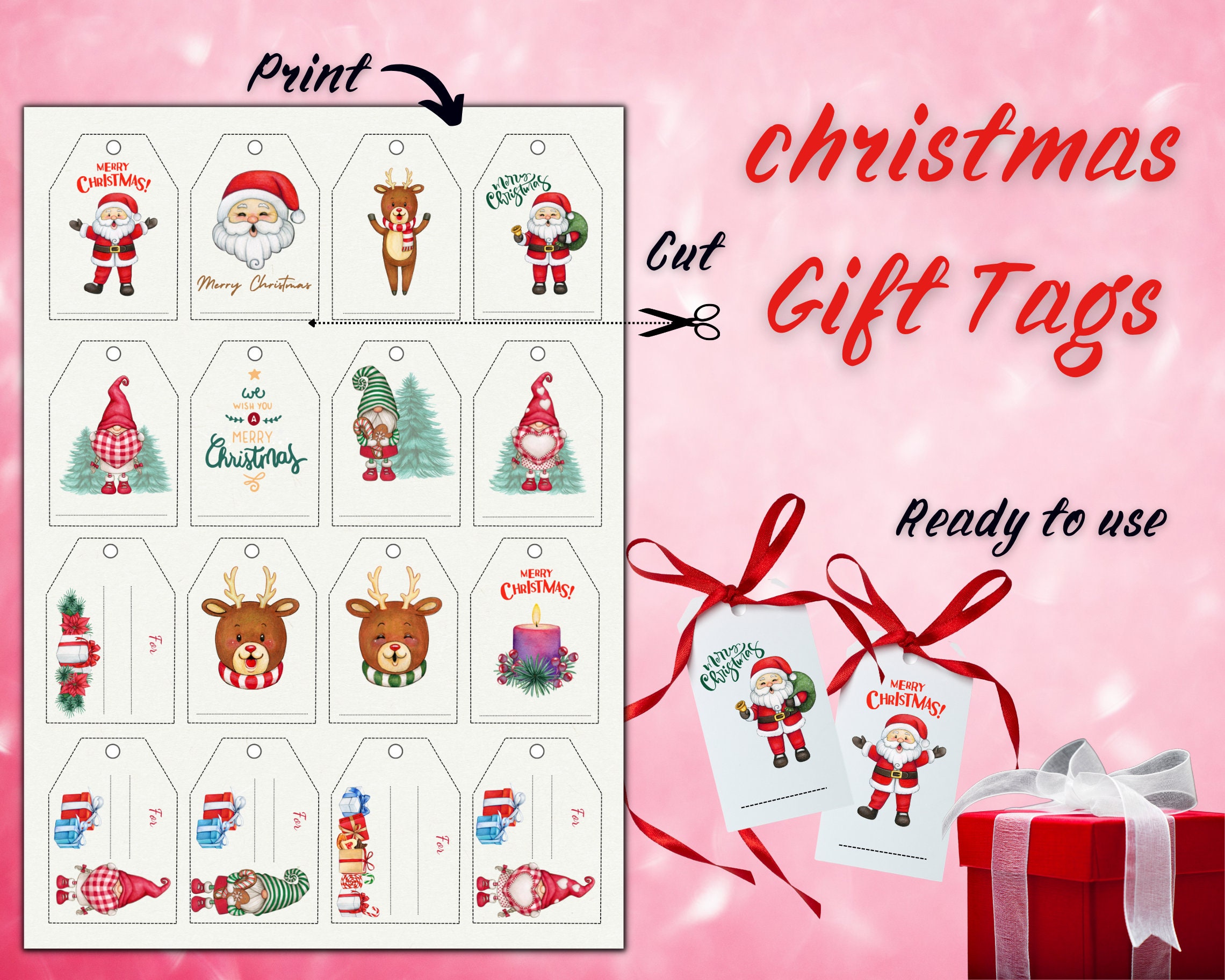 Printable Christmas Gift Tags Printable Gift Tags Printable Instant ...