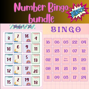 Number Bingo Game Bundle, Kids and Adults (PDF Download) - Etsy