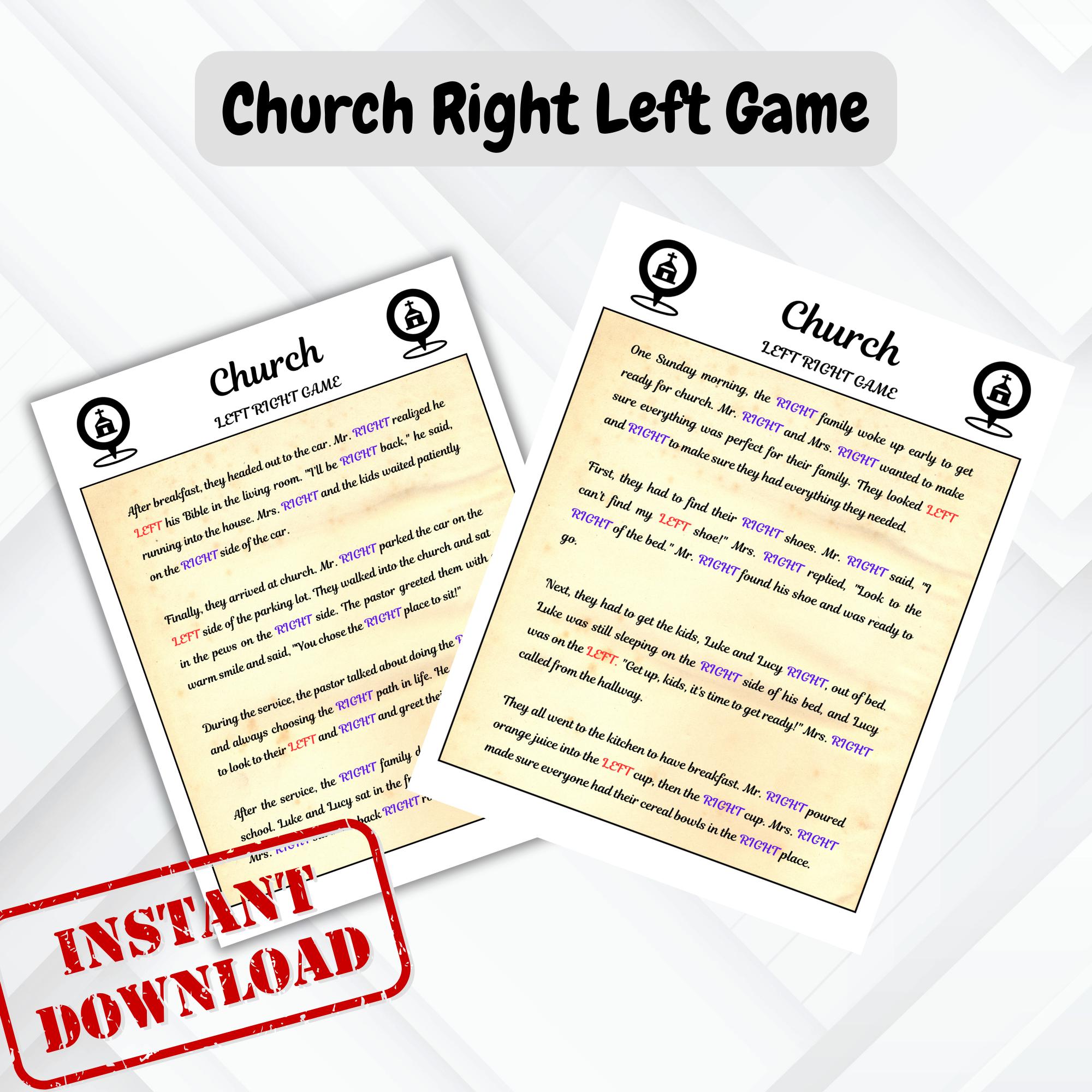 Printable Church Left Right Game | Church Left Right Game | Fun ...