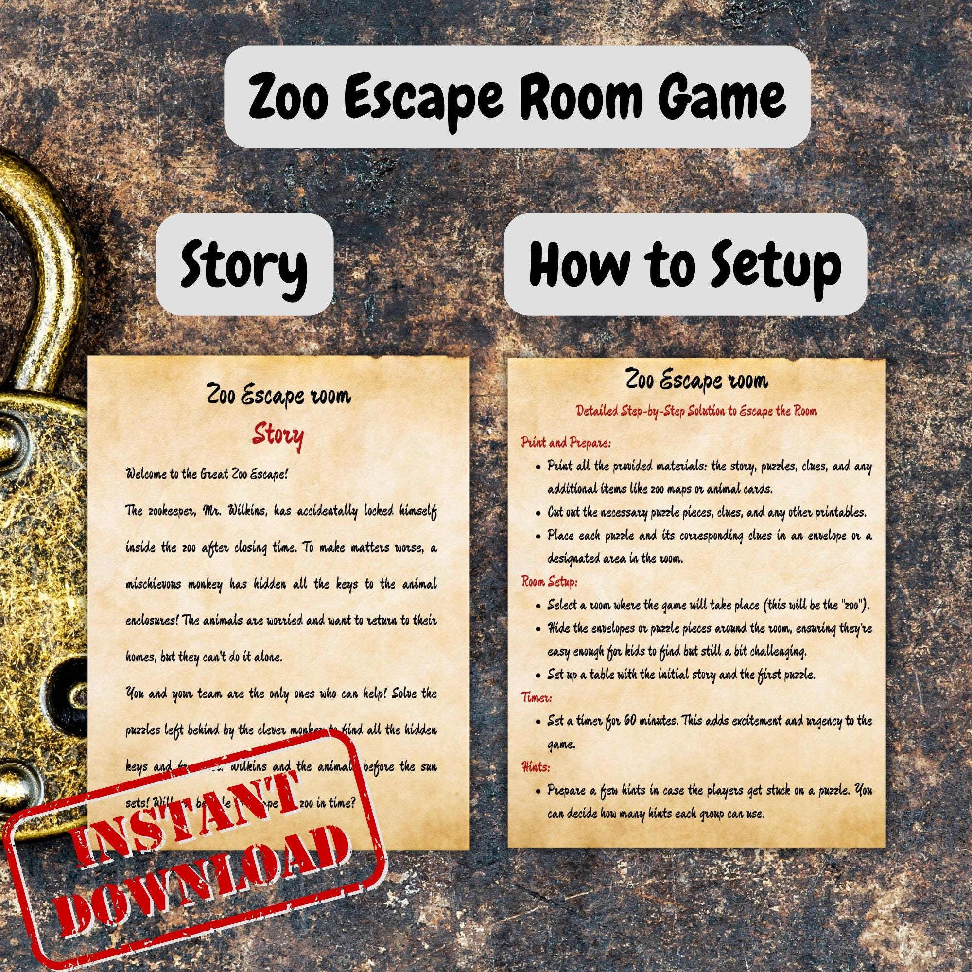 Zoo Escape Room, Zoo Theme Escape Room for Kids, Escape Room, Printable ...
