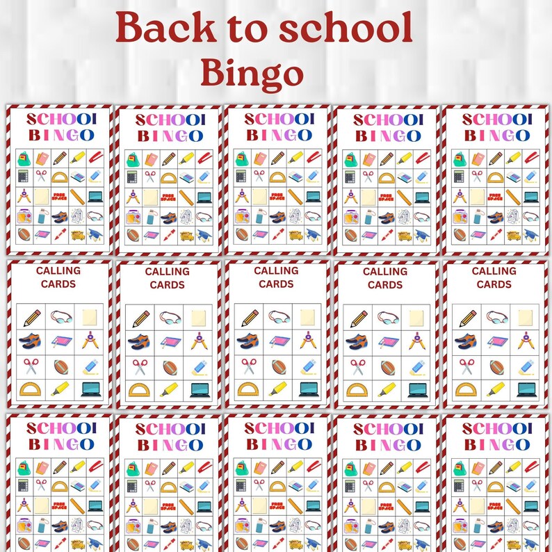 Back to School Game, School Bingo, Printable Bingo, | Back to School ...