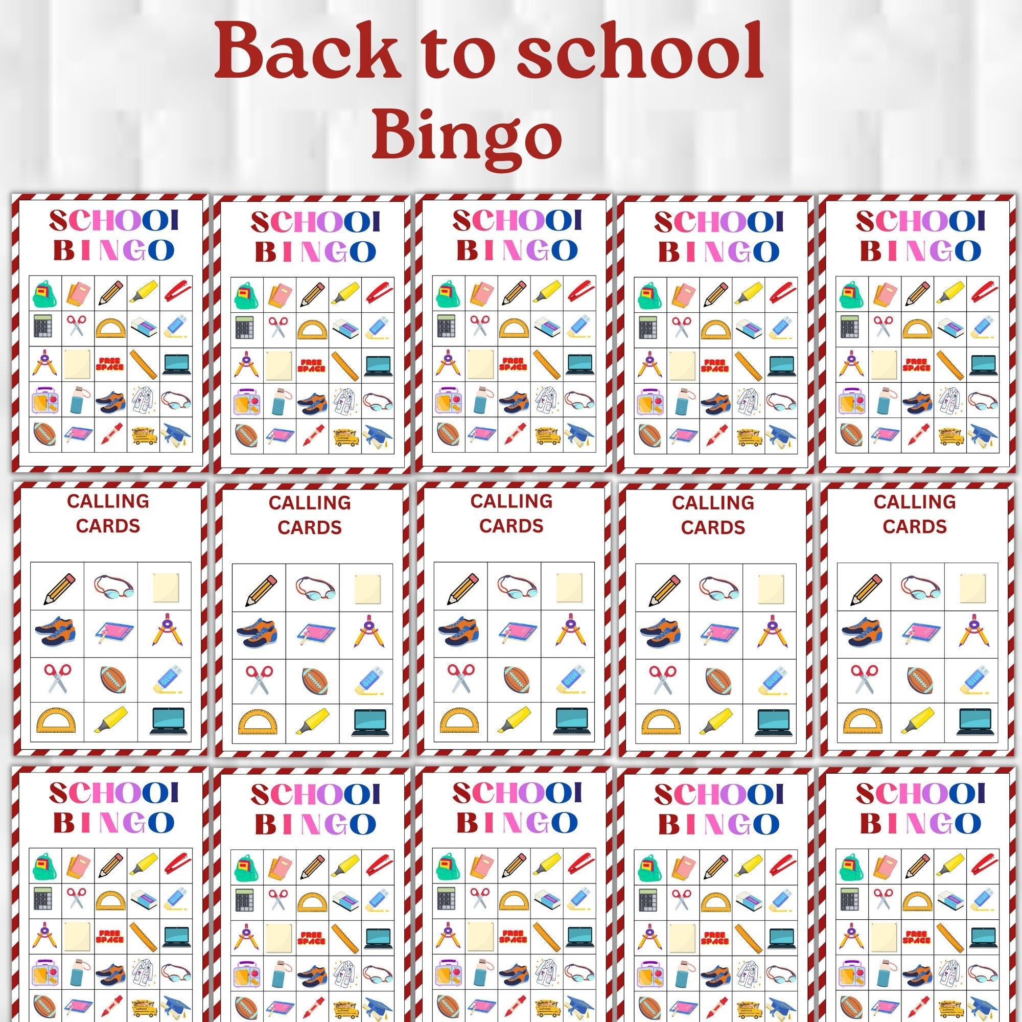 Back to School Game, School Bingo, Printable Bingo, | Back to School ...