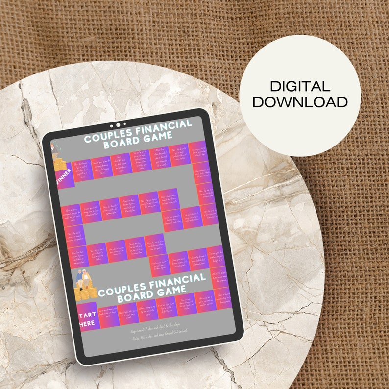 Couple Financial Board Game - Printable Digital Download for Money ...
