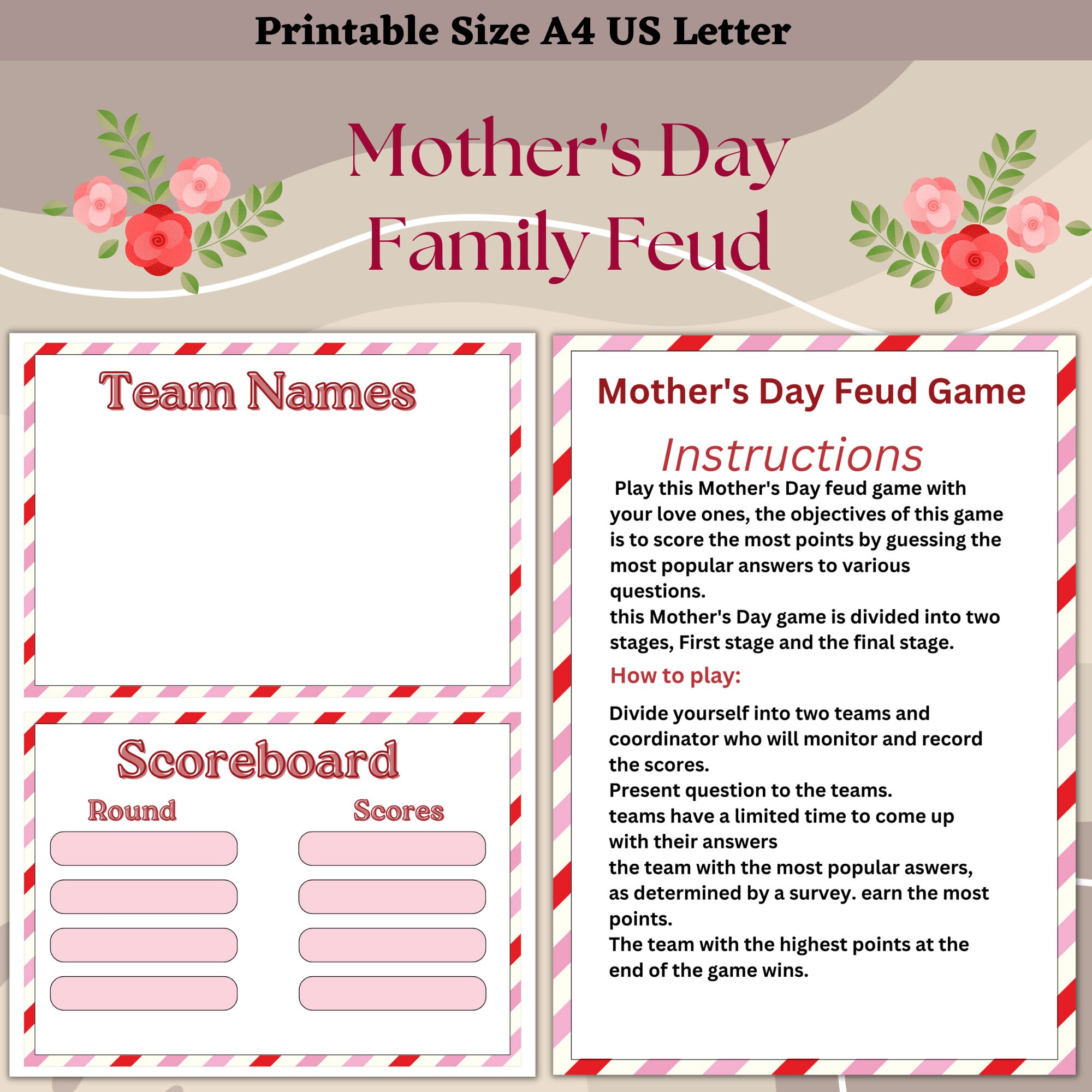 Mother's Day Feud Game - A Fun Family Activity for Celebrating Mom ...