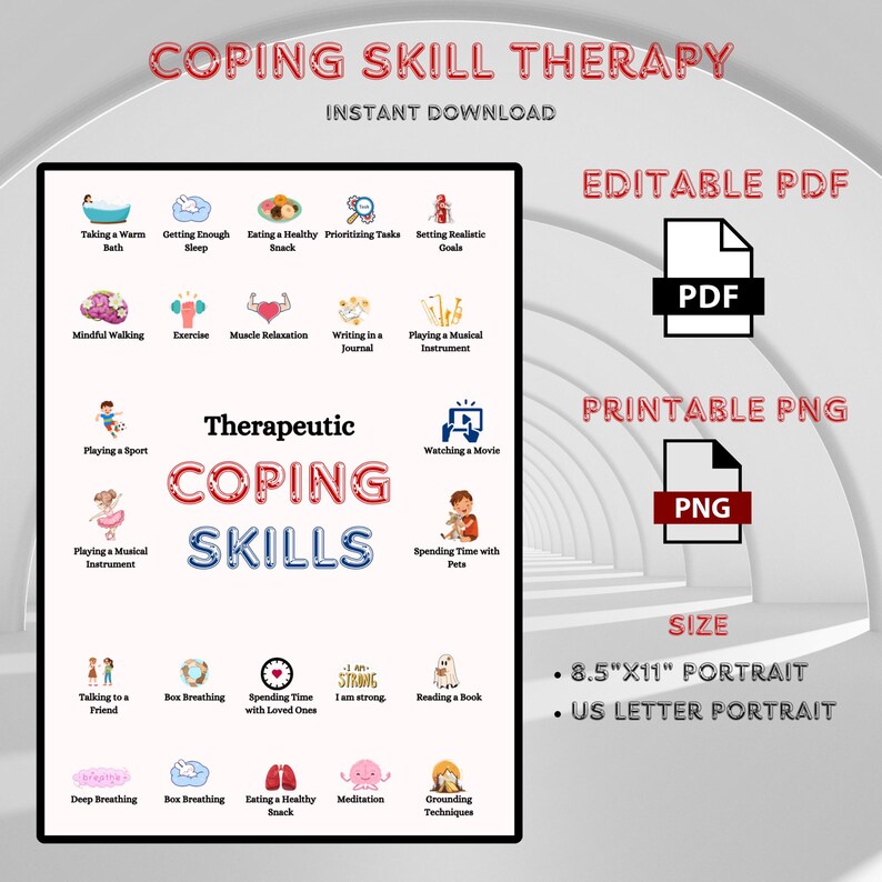 Printable Coping Skills Therapy Tool | Mental Health Poster | Anxiety ...