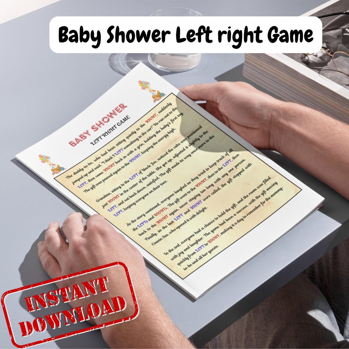 Printable Baby Shower Left Right Game Fun Baby Shower Party Activity ...