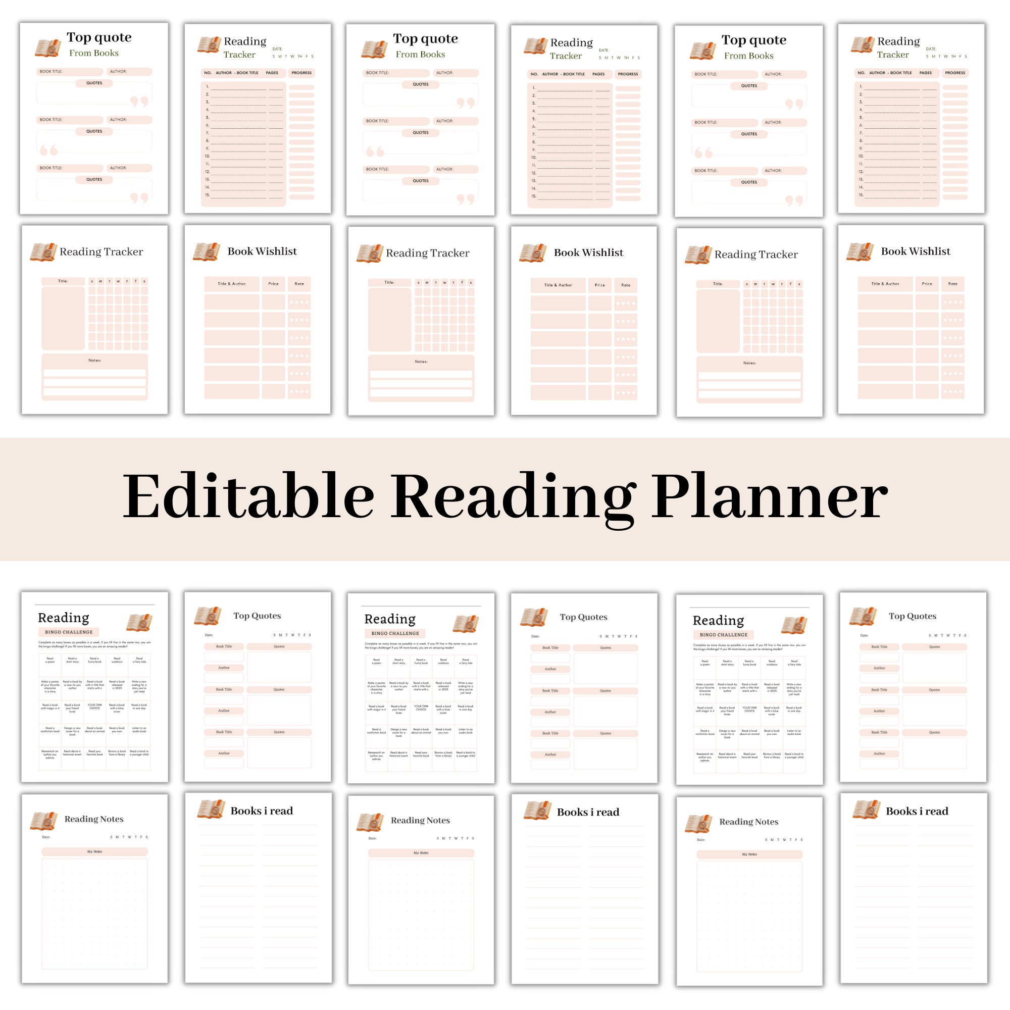 Printable Book Reading Planner | Tracker & Wishlist (digital Download ...