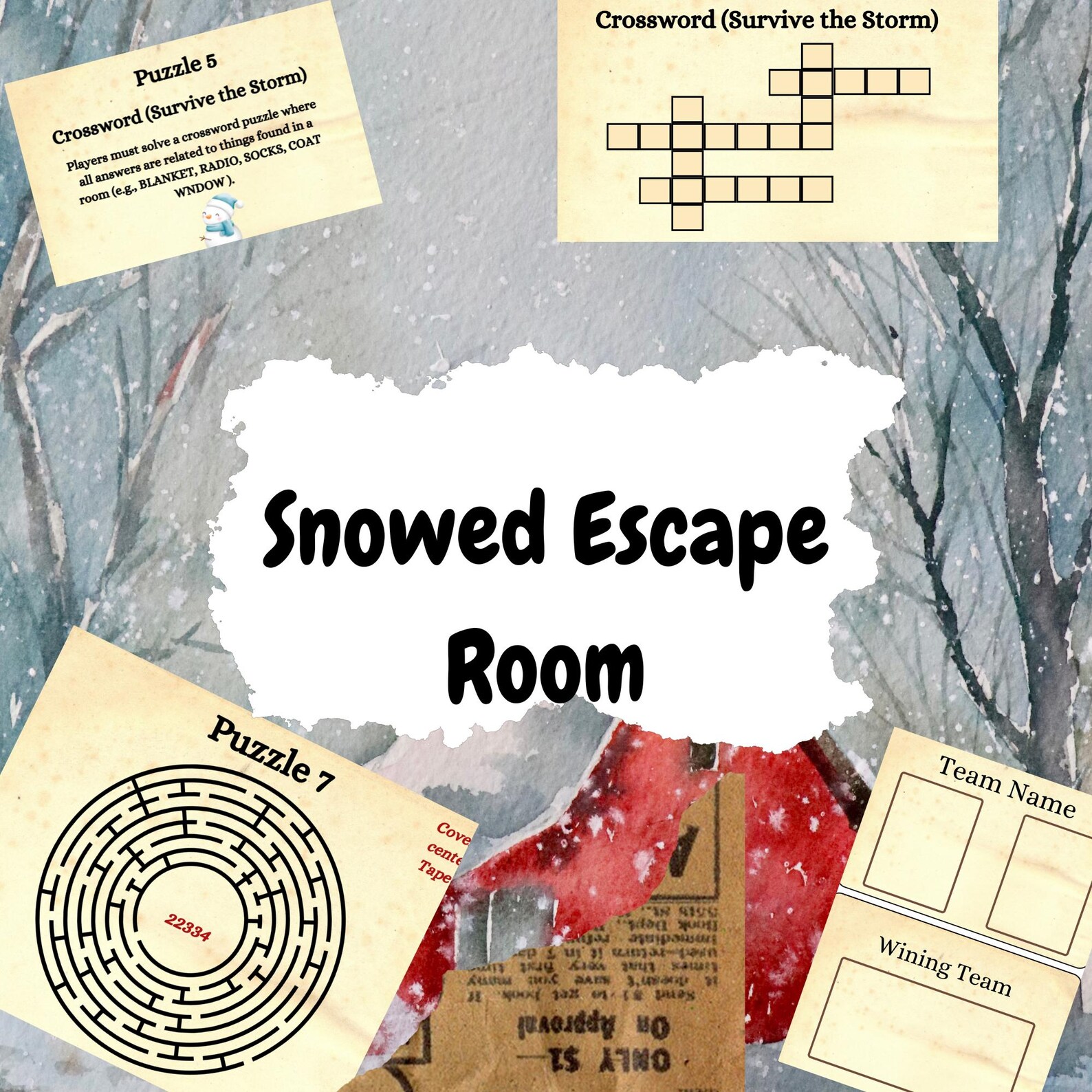 Snowed-in Escape Room Printable Game | Winter Indoor Party Activity - Etsy