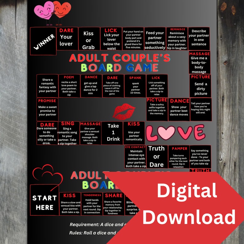 Intimate Adventures Couple Board Game - Sensual Adult Game (printable ...