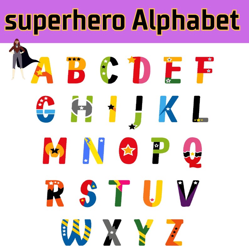 Printable Superhero Letters - Customizable Superhero Alphabet for Kids ...