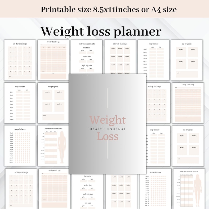 Weight Tracker Printable & Fillable | Daily Weight Journal | Weight ...