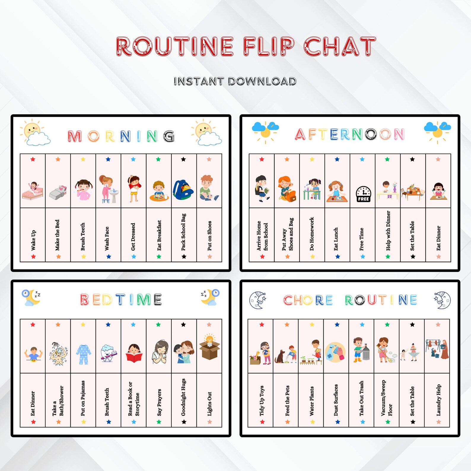 Editable Routine Flip Chart for Kids | Daily Chore Chart | Morning and ...