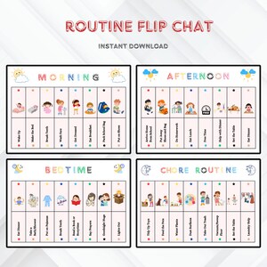 Editable Routine Flip Chart for Kids | Daily Chore Chart | Morning and ...