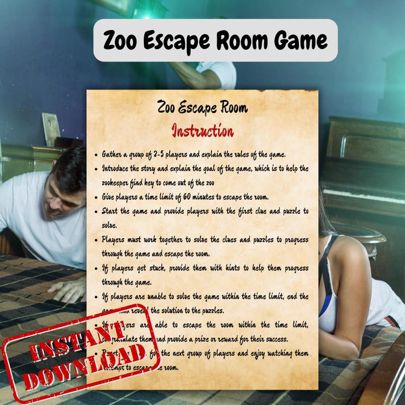 Zoo Escape Room Game for Kids, Printable Puzzle Adventure (PDF) - Etsy