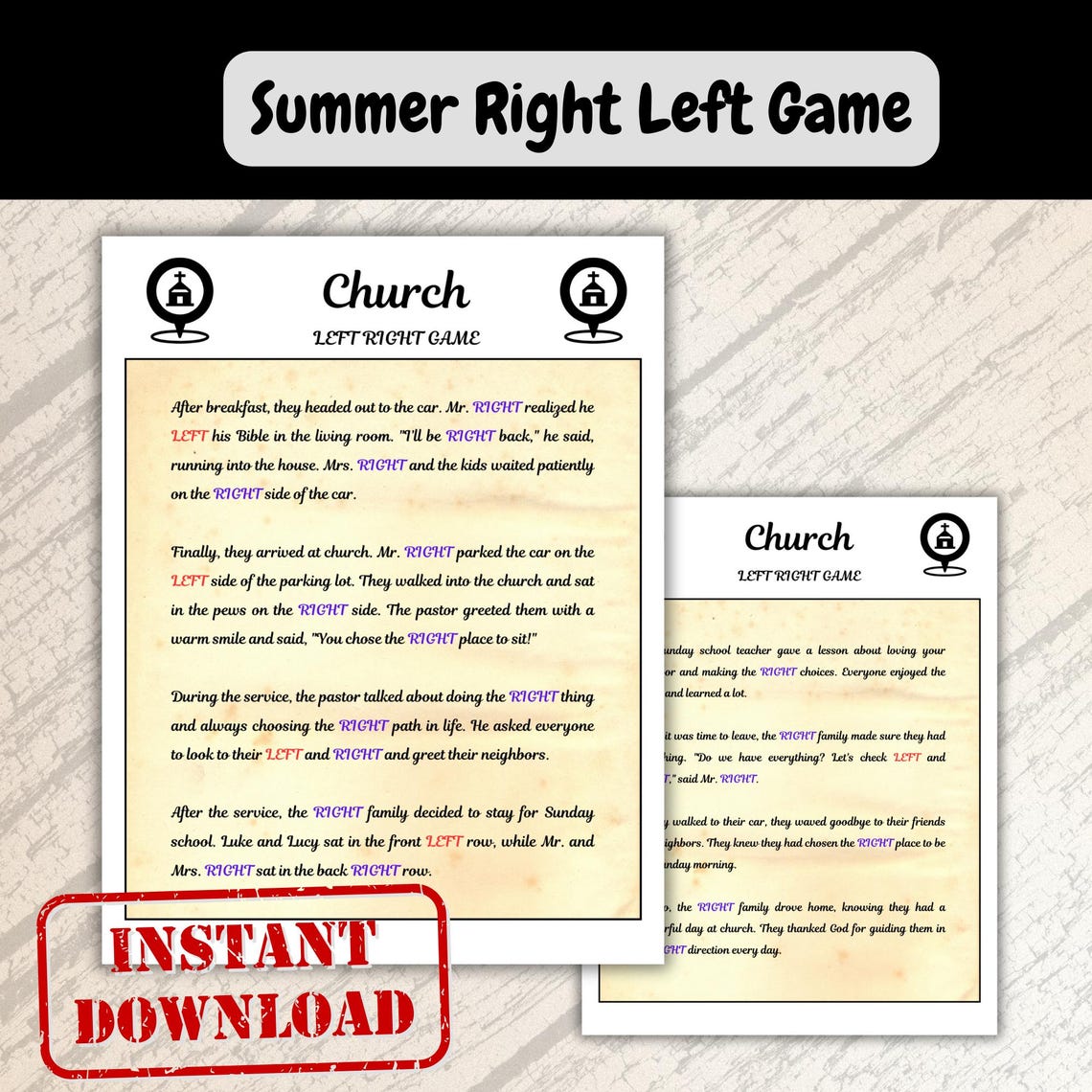 Summer Left Right Poem Game - Fun Summer Left Right Game - Pass Gift ...