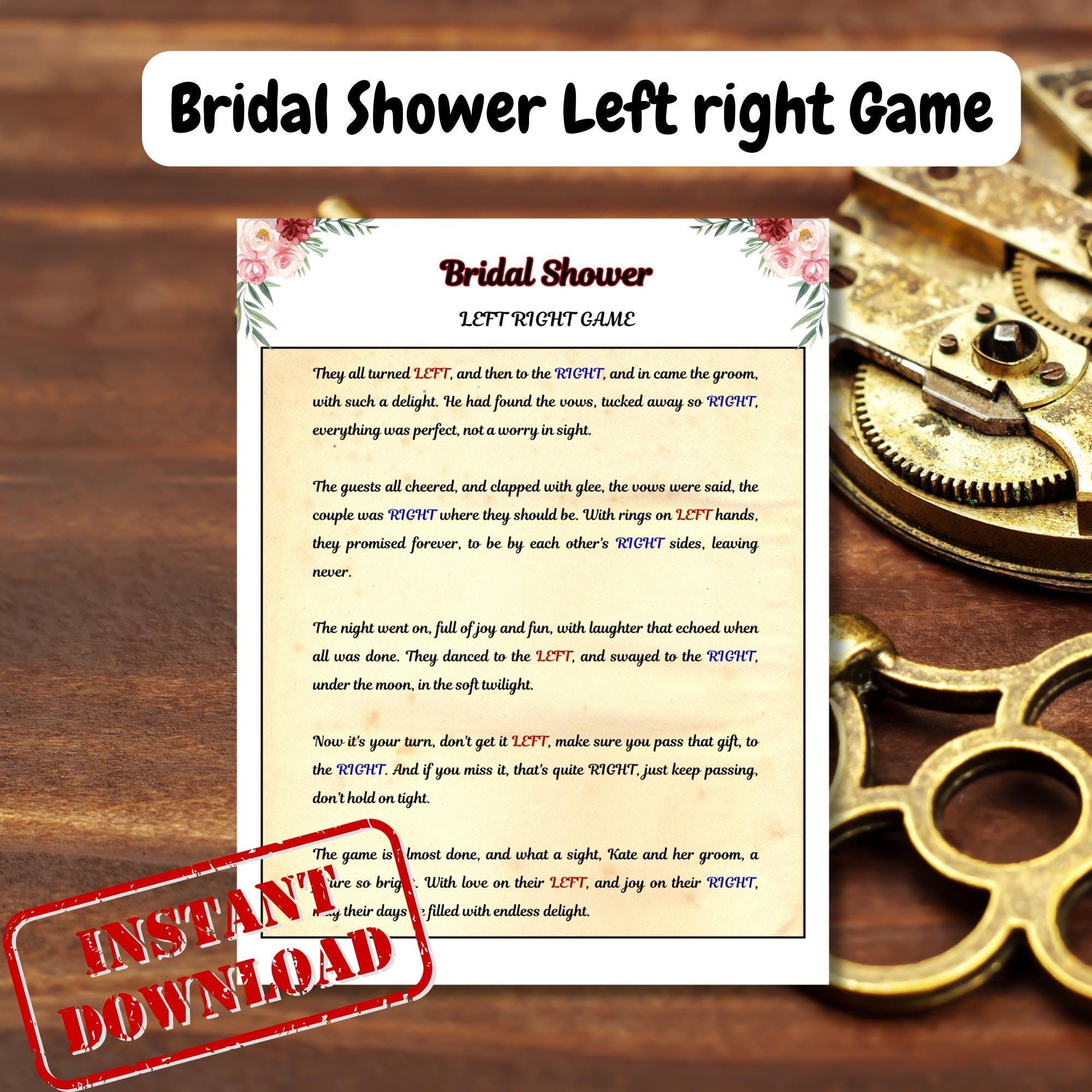Printable Bridal Shower Left Right Game | Fun Bridal Shower Party ...