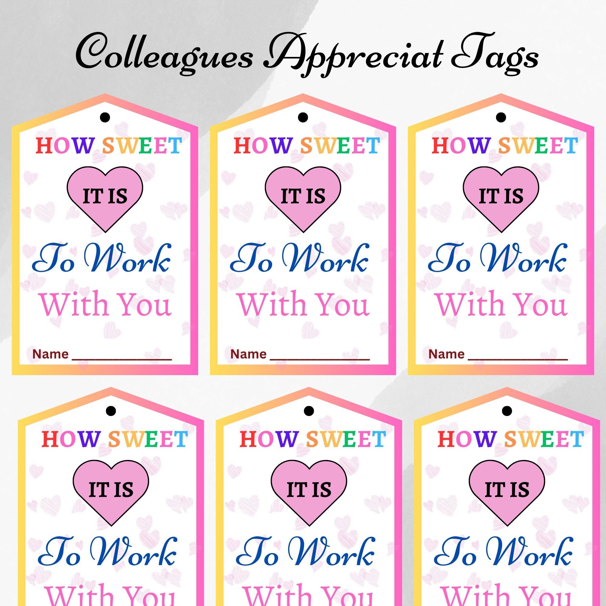 Colleague Appreciation Gift Tags - Printable Tags, Digital Download for ...