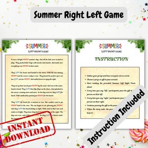 Summer Left Right Poem Game - Fun Summer Left Right Game - Pass Gift ...
