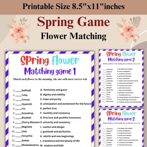 Spring Flower Matching Game, Printable Spring Flower Matching Game ...