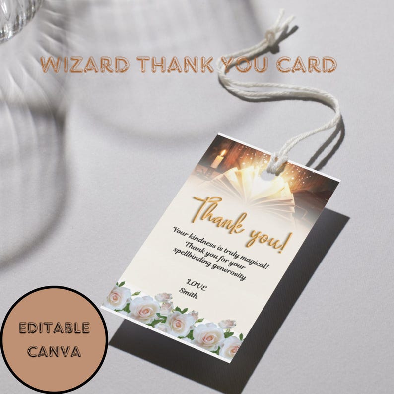 Editable Wizard Birthday Thank You Card Magical Party Favor ...
