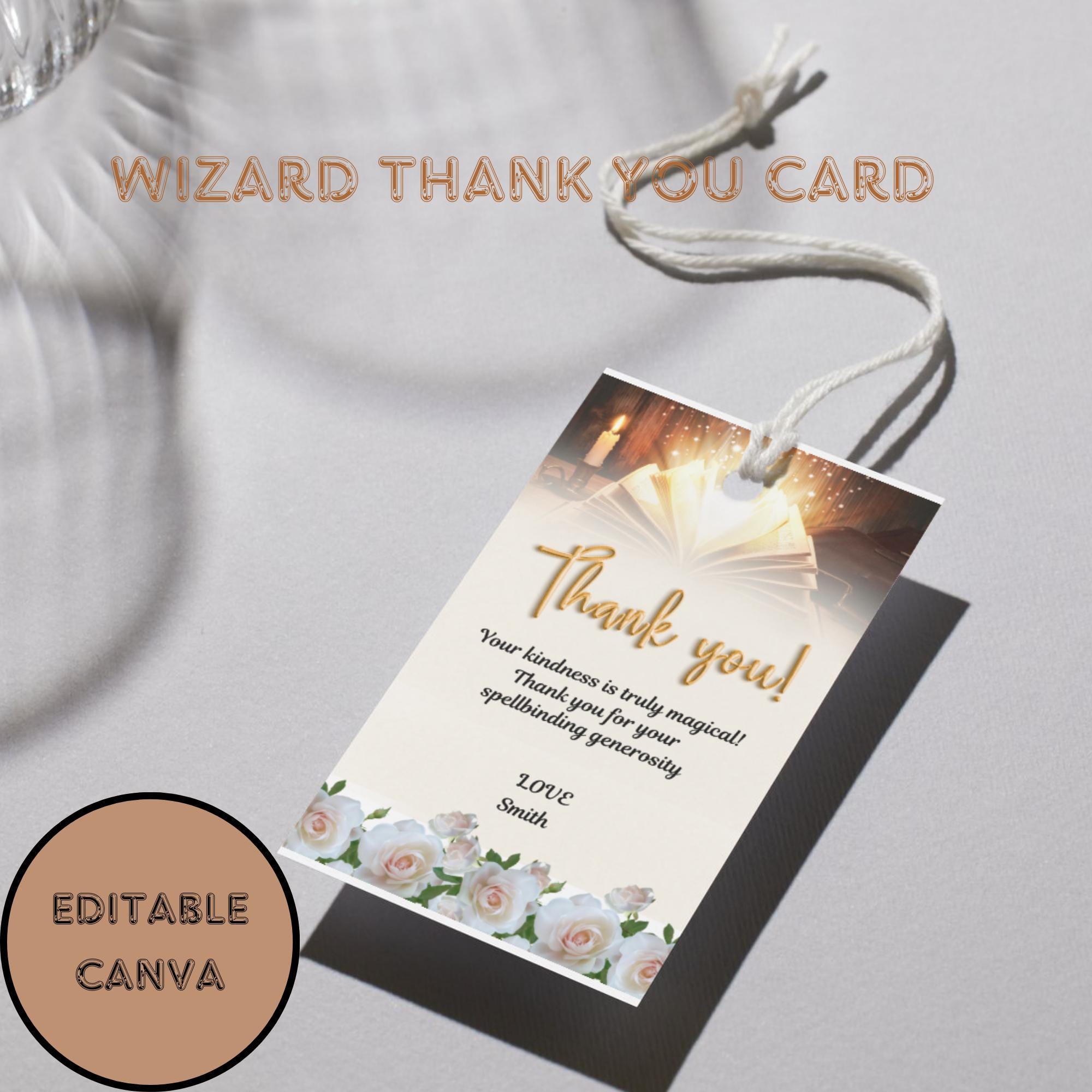 Editable Wizard Birthday Thank You Card | Magical Party Favor ...