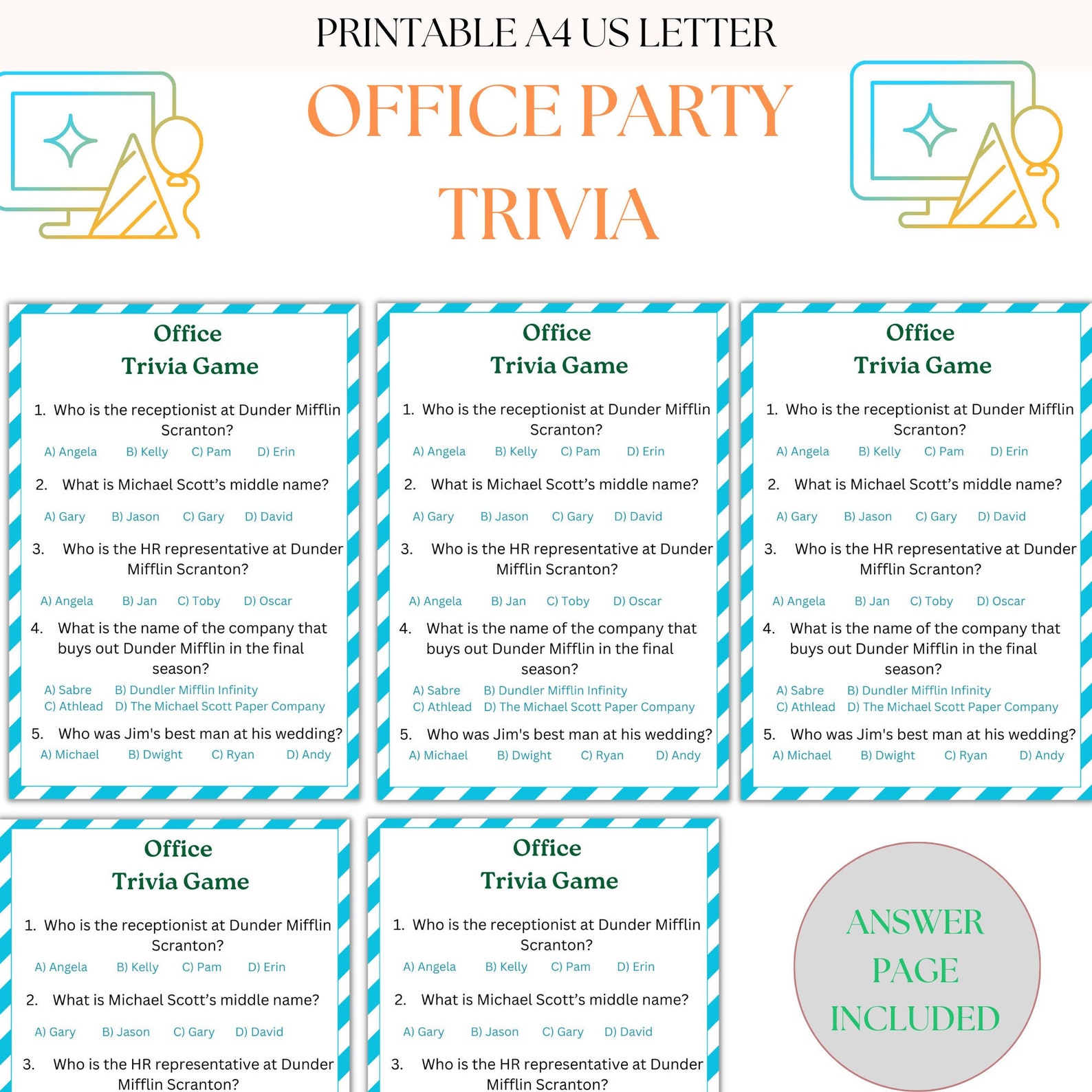 Office Party Feud Printable Game - Fun Team Building Activity Test Your ...