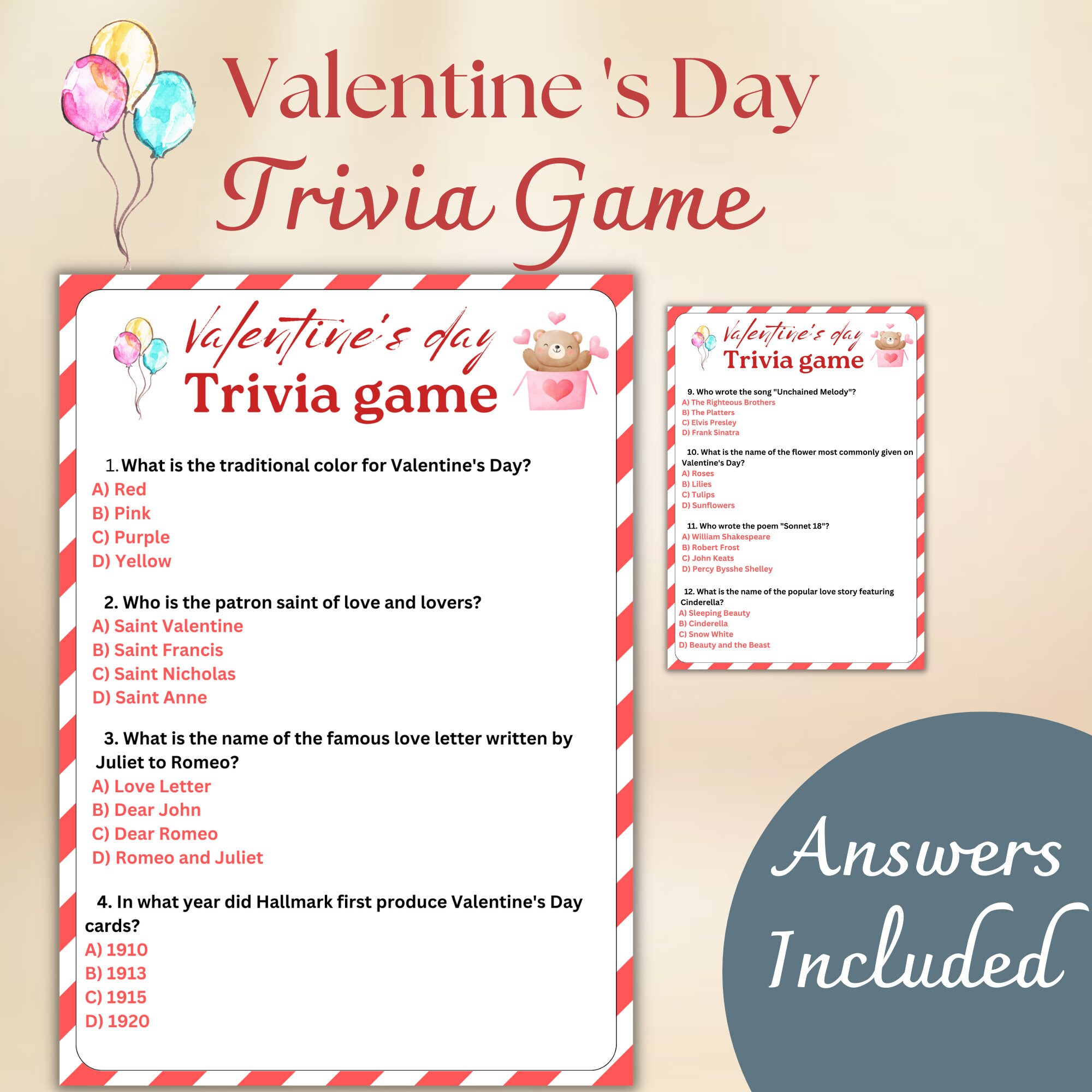 Valentines Day Trivia Game For Adults Printable Valentines Day Trivia