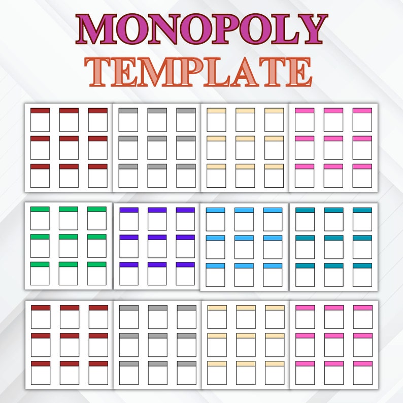 Blank Monopoly Board Template | Blank Monopoly Template | Custom ...