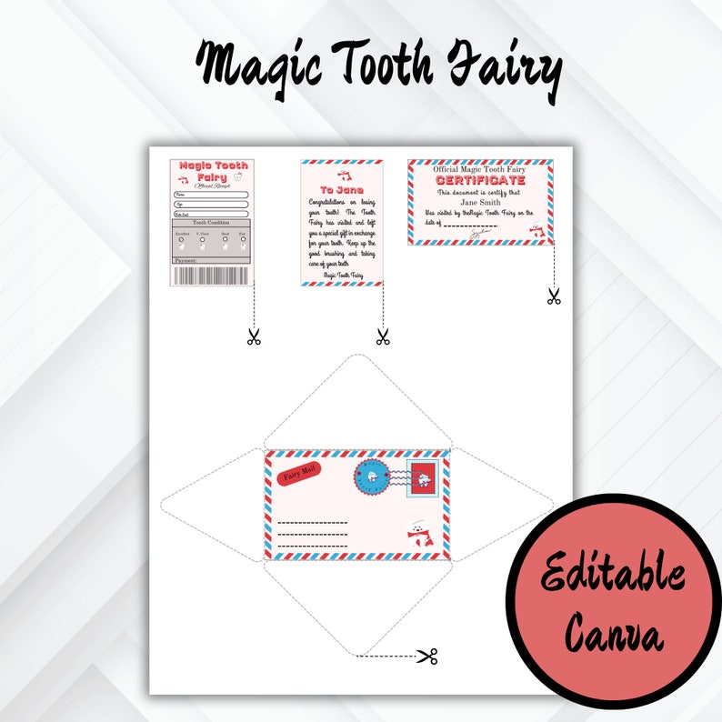 Editable Magic Tooth Fairy, Tooth Fairy, Kids Tooth Fairy, Tooth Fairy ...