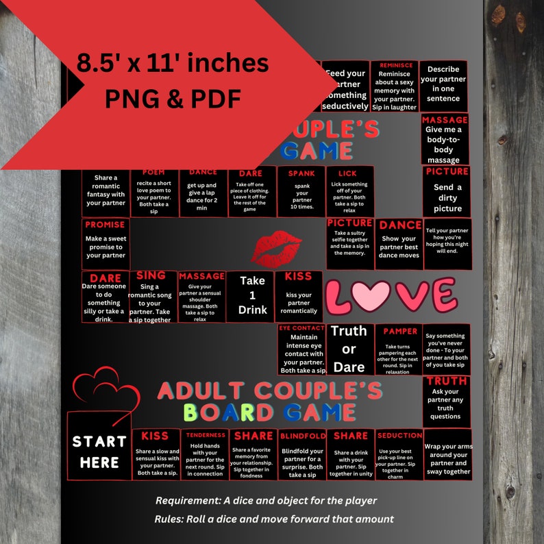 Intimate Adventures Couple Board Game - Sensual Adult Game (printable ...