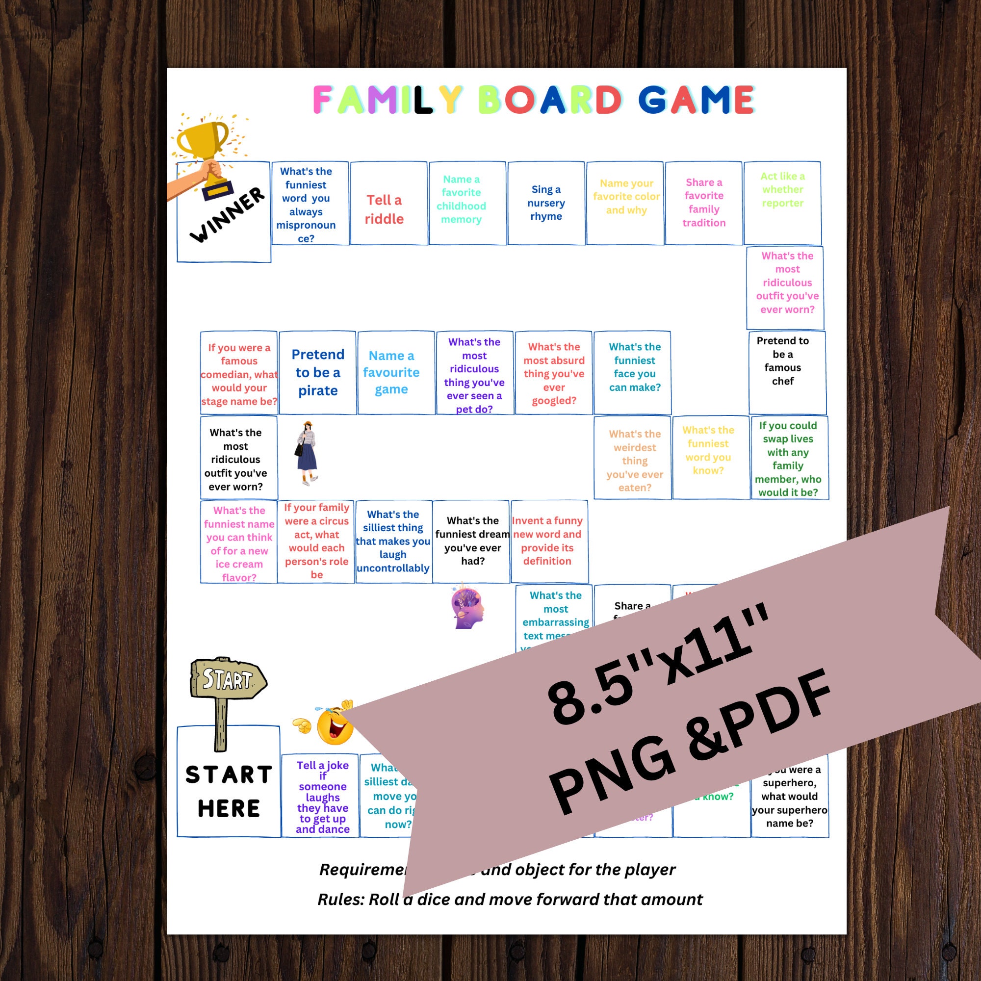 Family Fun Board Game Interactive & Entertaining, Instant Download ...
