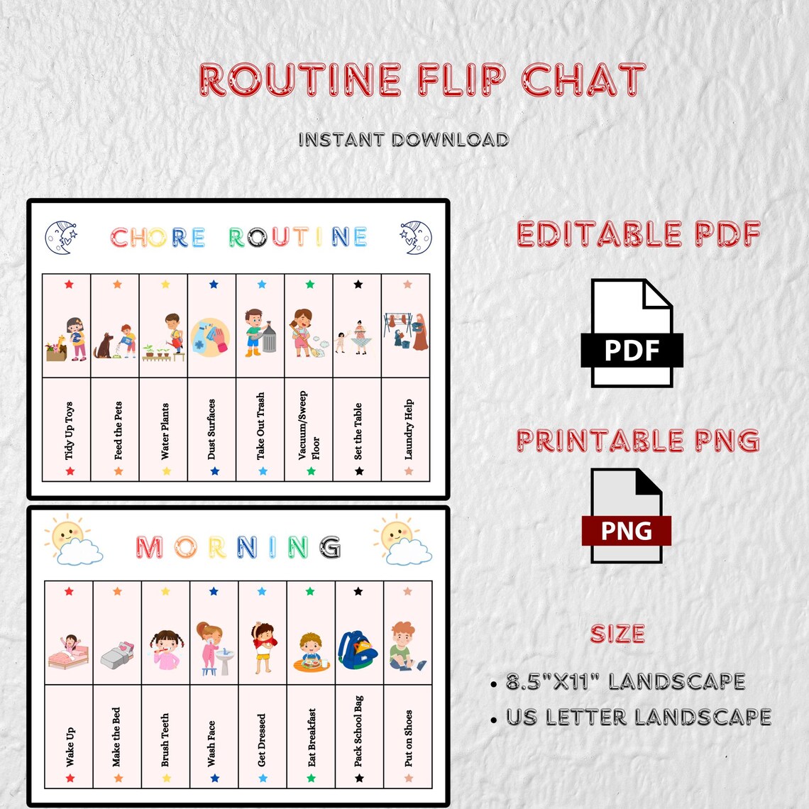 Editable Routine Flip Chart for Kids | Daily Chore Chart | Morning and ...
