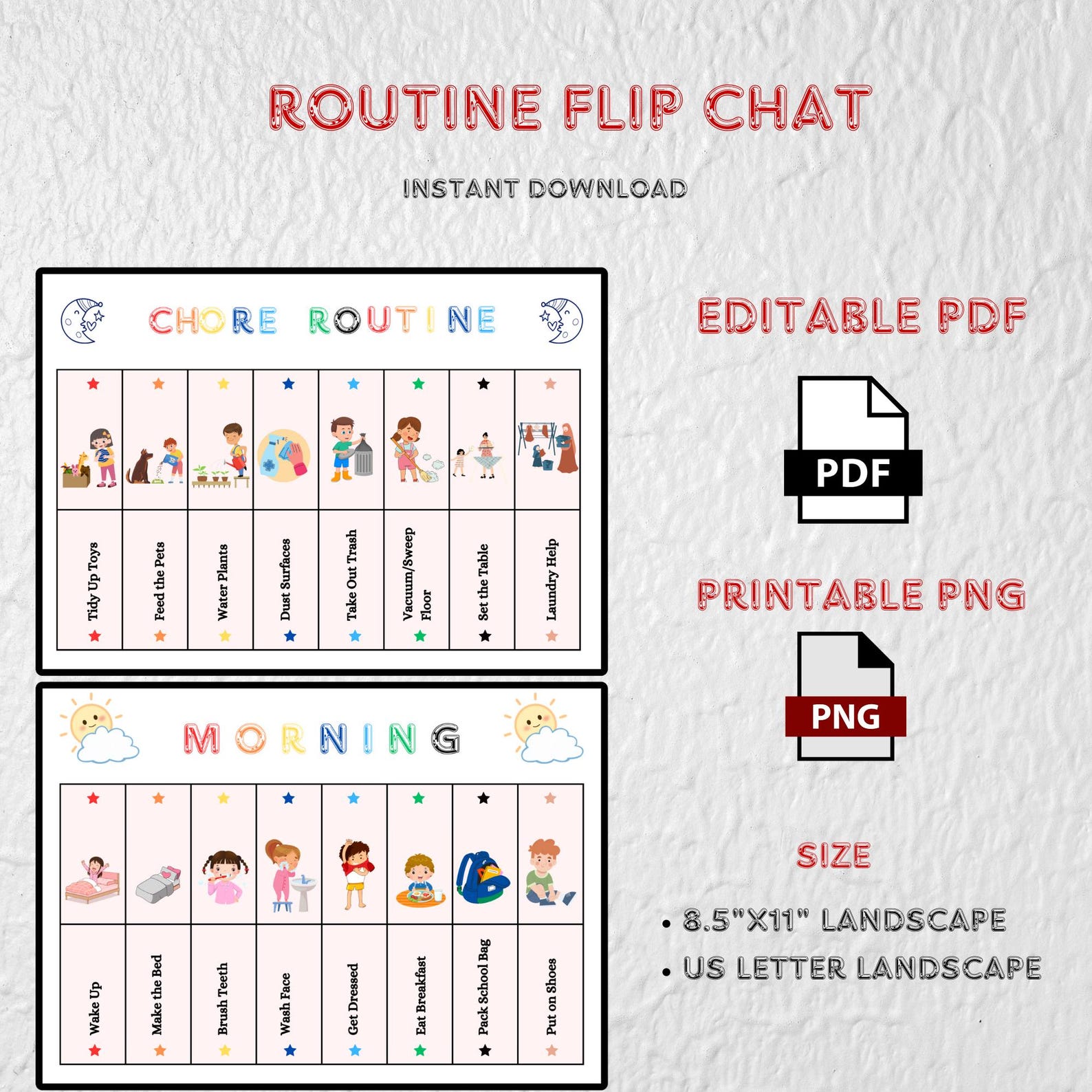 Editable Routine Flip Chart for Kids | Daily Chore Chart | Morning and ...