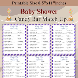 Baby Shower Candy Bar Match Up, Printable Baby Shower Candy Bar Match ...